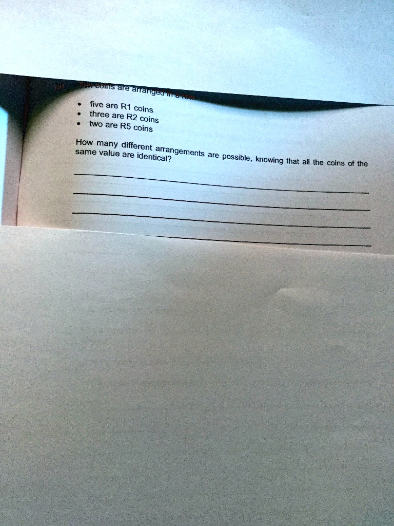 Ten coins are arranged in a row. * five are R1 coins * three are R2 ...