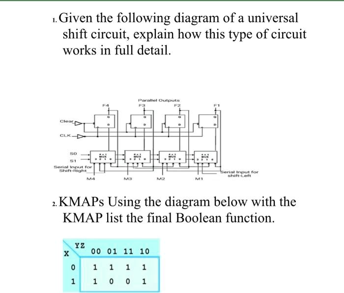 1. Given the following diagram of a universal shift circuit, explain ...
