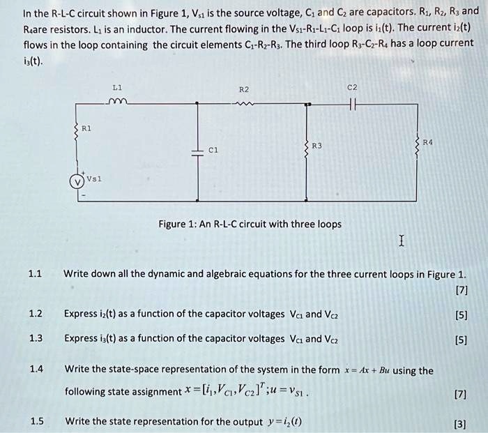 SOLVED: Texts: In the R-L-C circuit shown in Figure 1, V is the source voltage, C and C are ...
