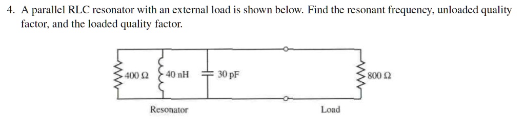 SOLVED: A parallel RLC resonator with an external load is shown below ...