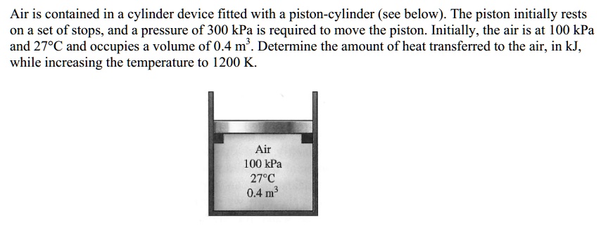 Air is contained in a cylinder device fitted with a piston-cylinder (see below). The piston ...
