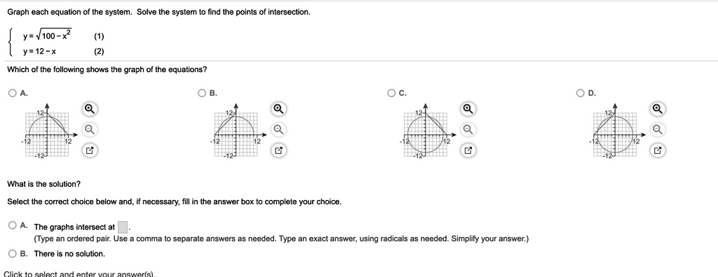 SOLVED:Graph each equation of the system: Solve the system find the points intersection: Y=Y100 ...