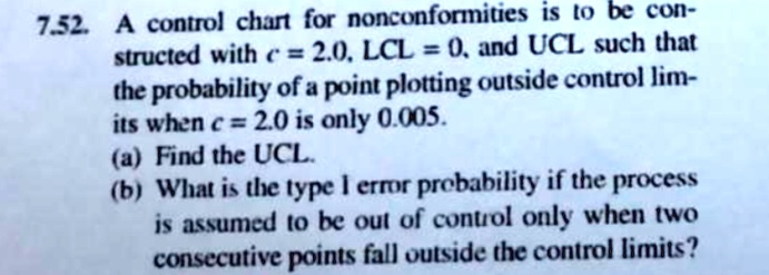 SOLVED: A control chart for nonconformities is constructed with Ïƒ = 2. ...