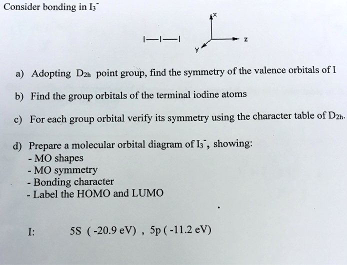 SOLVED: Consider bonding in Is` Adopting Dzh point group, find the symmetry of the valence ...