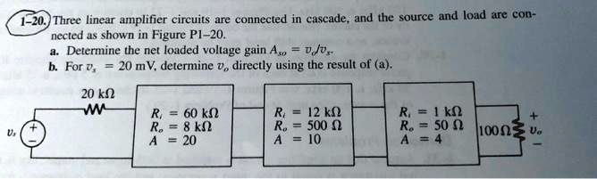 SOLVED: Solve with all steps and refer to schematic Three linear amplifier circuits are ...