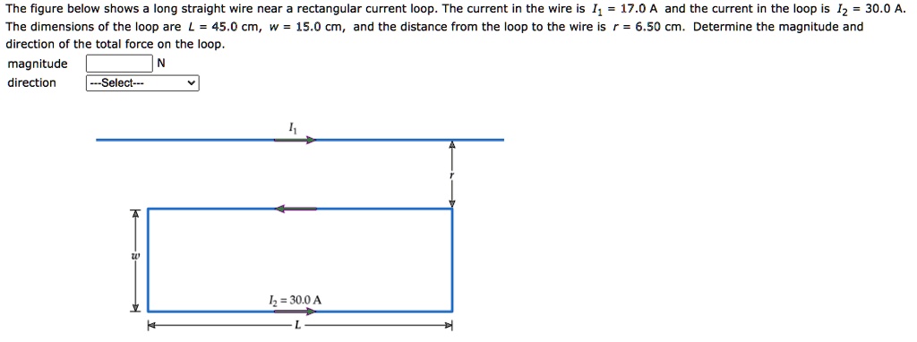 the figure below shows long straight wire near rectangular current loop the current in the wire ...