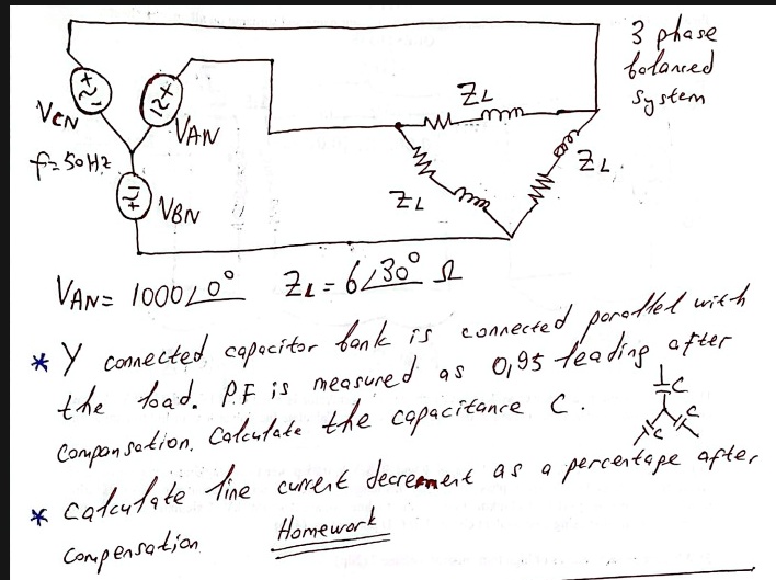 text given van 1000zl 630il x y connected capacitor bank is connected ...