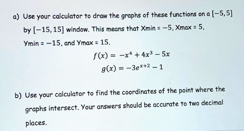 SOLVED:a) Use your calculator to draw the graphs of these functions ona ...