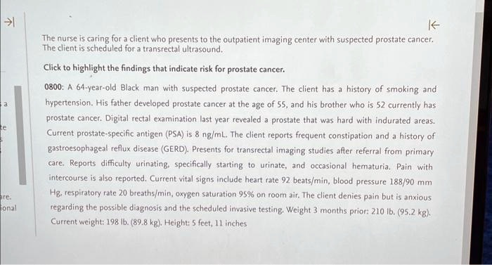 SOLVED: The nurse is caring for a client who presents to the outpatient ...