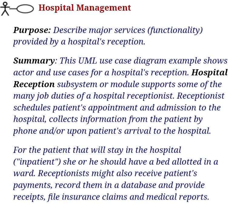 Hospital Management Purpose: Describe major services (functionality ...