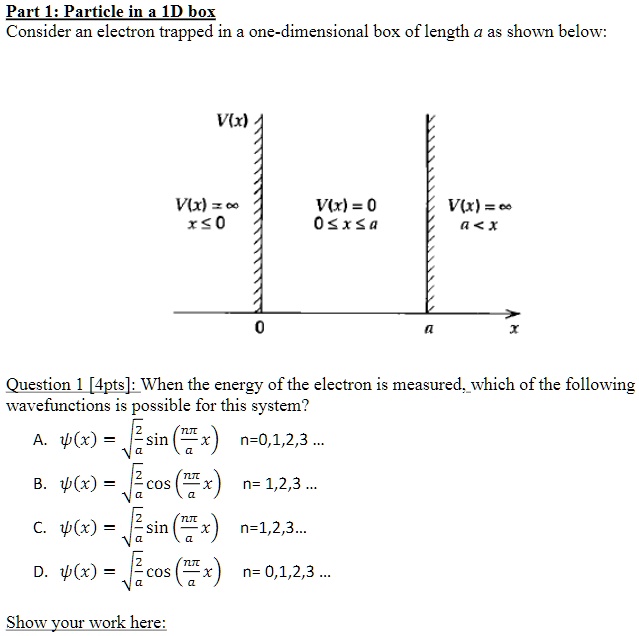 Solved Part I Particle In A 1d Box Consider An Electron Trapped In A One Dimensional Box Of