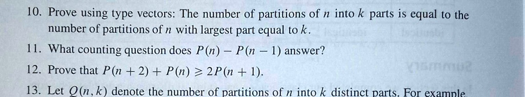 10 prove using type vectors the number of partitions of n into k parts ...
