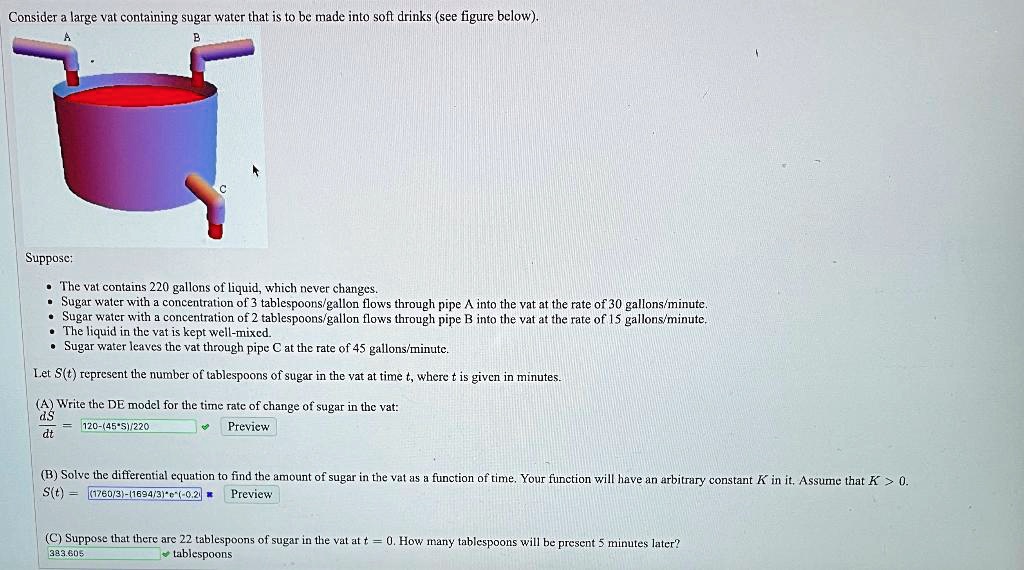 consider large vat containing sugar water that is to be made into soft ...
