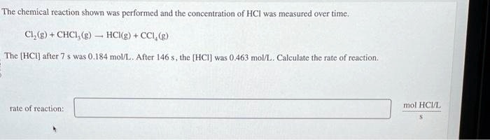 SOLVED: The chemical reaction shown was performed and the concentration ...