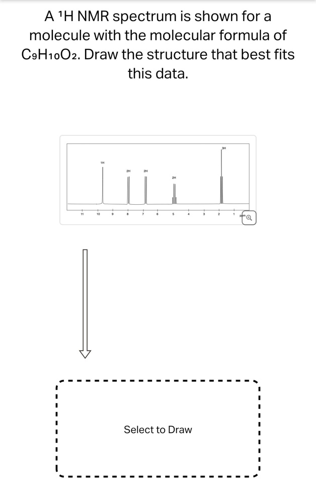 A^(1)H NMR spectrum is shown for a molecule with the molecular formula ...