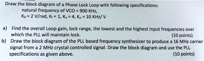 Draw the block diagram of a Phase-Locked Loop with the following ...