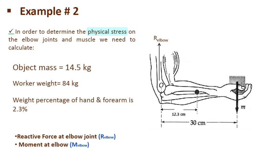 SOLVED: In order to determine the physical stress on the elbow joints ...