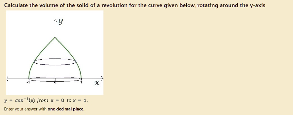 SOLVED: Calculate the volume of the solid of a revolution for the curve ...