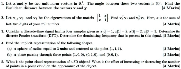 texts 1 let x and y be two unit norm vectors in r2 the angle between these two vectors is 60 ...