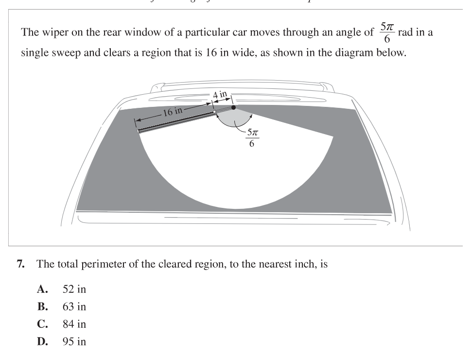 SOLVED: The wiper on the rear window of a particular car moves through ...