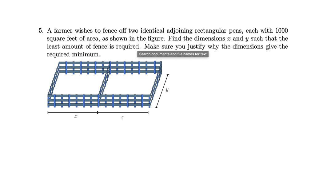 a farmer wishes to fence off two identical adjoining rectangular pens ...