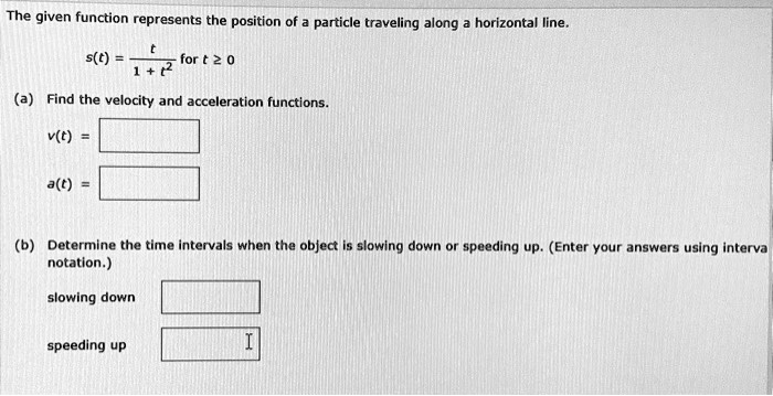 SOLVED:The given function represents the position of particle traveling along horizontal line s ...