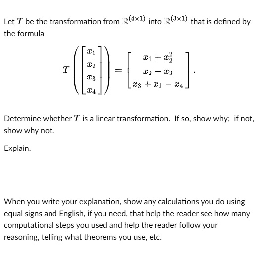 the formula c1 1 t 2 23 x3 x31 4 24 determine whether t is a linear ...