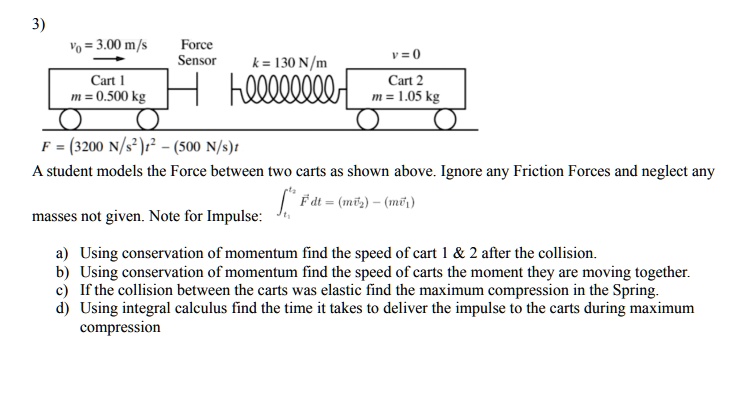 SOLVED: A student models the force between two carts as shown above ...