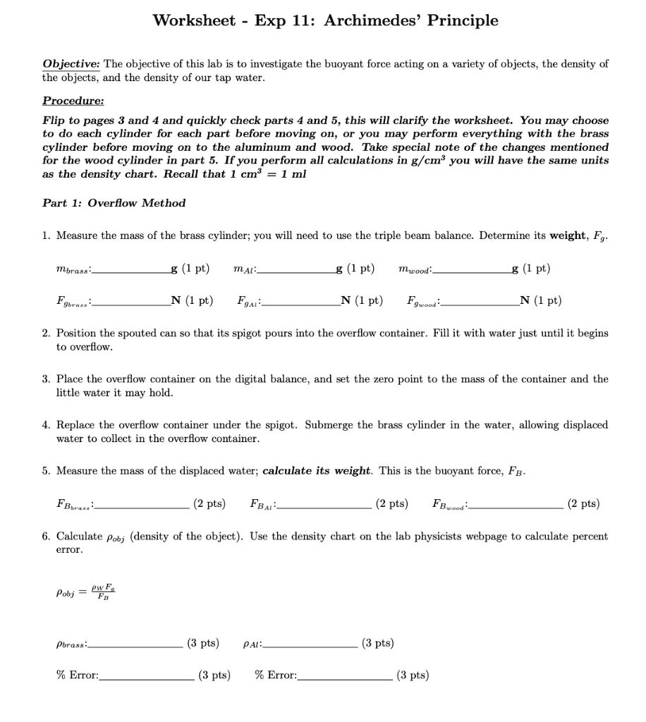 worksheet exp 11 archimedes principle objective the objective of this ...