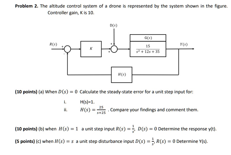 problem 2 the altitude control system of a drone is represented by the ...