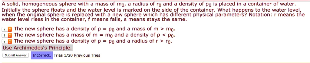 SOLVED: A solid, homogeneous sphere with a mass of mo, a radius of ro ...