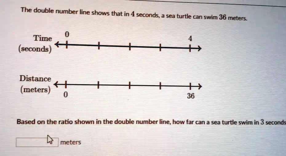 the double number line shows that in 4 seconds a sea turtle can swim 36 ...