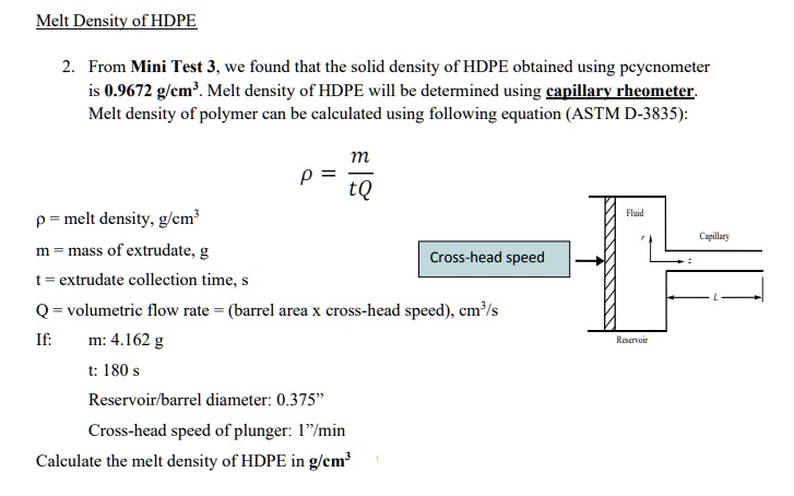 SOLVED: From Mini Test 3, we found that the solid density of HDPE ...