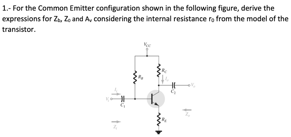 SOLVED: 1.- For the Common Emitter configuration shown in the following figure, derive the ...