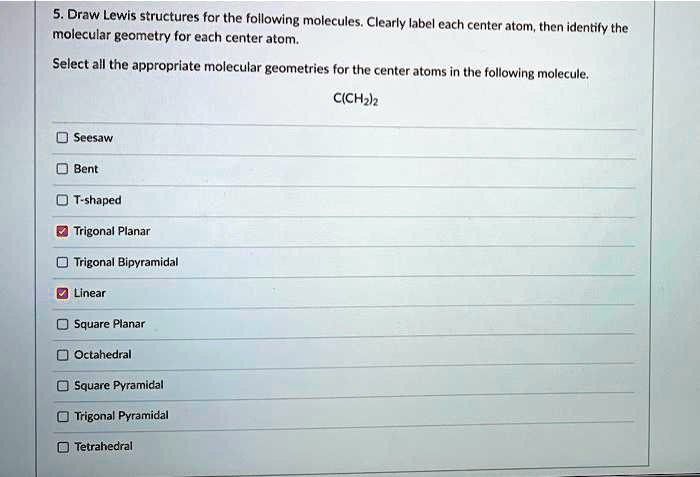 SOLVED: Draw Lewis structures for the following molecules. Clearly ...