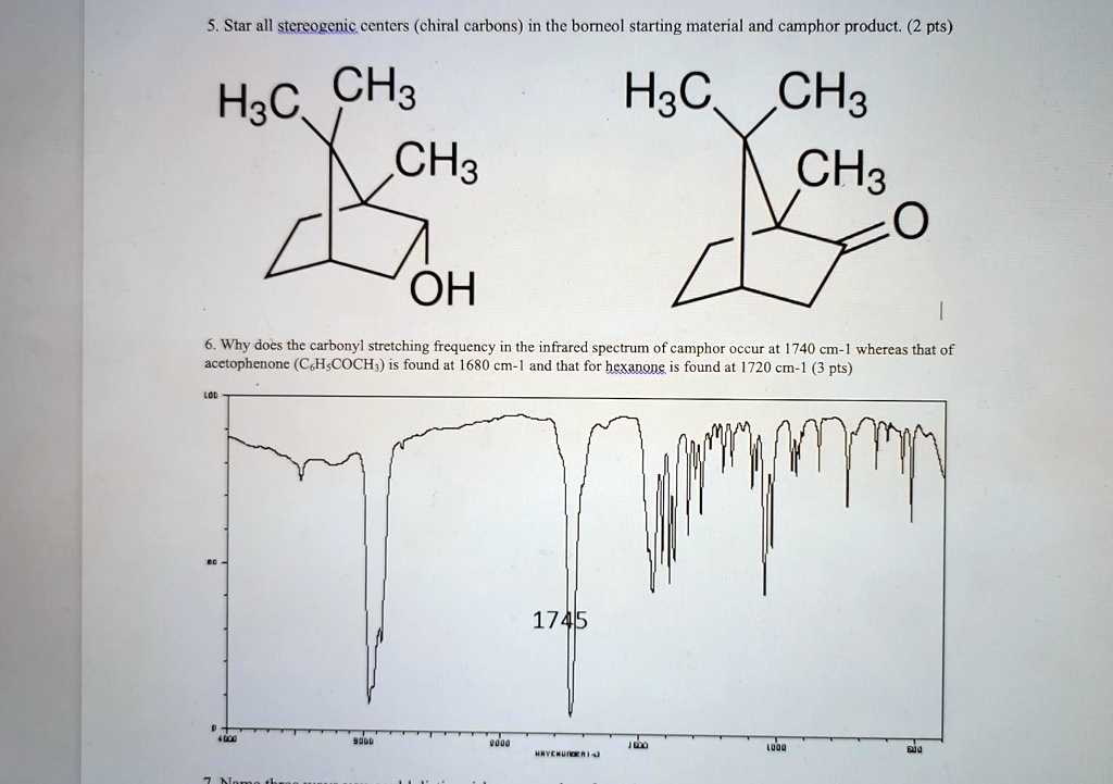 SOLVED: 5. Star all stereogenic centers (chiral carbons) in the borneol ...