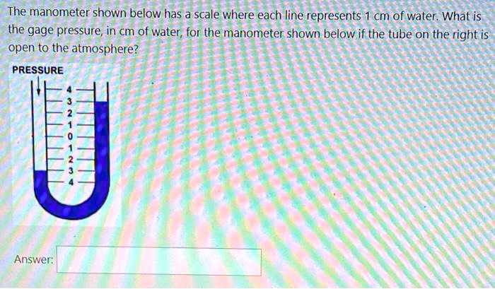 The manometer shown below has a scale where each line represents 1 cm ...