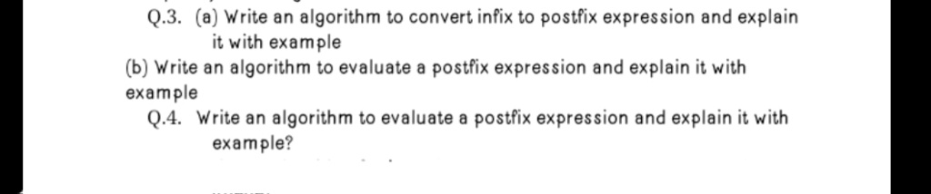 Solved Computer Science Questions 03 0 Write An Algorithm To Convert Infix To Postfix