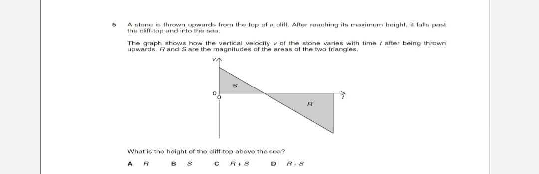 [GET ANSWER] 5 A stone is thrown upwards from the top of a cliff. After ...