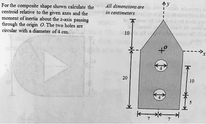 SOLVED: For the composite shape shown calculate the centroid relative ...