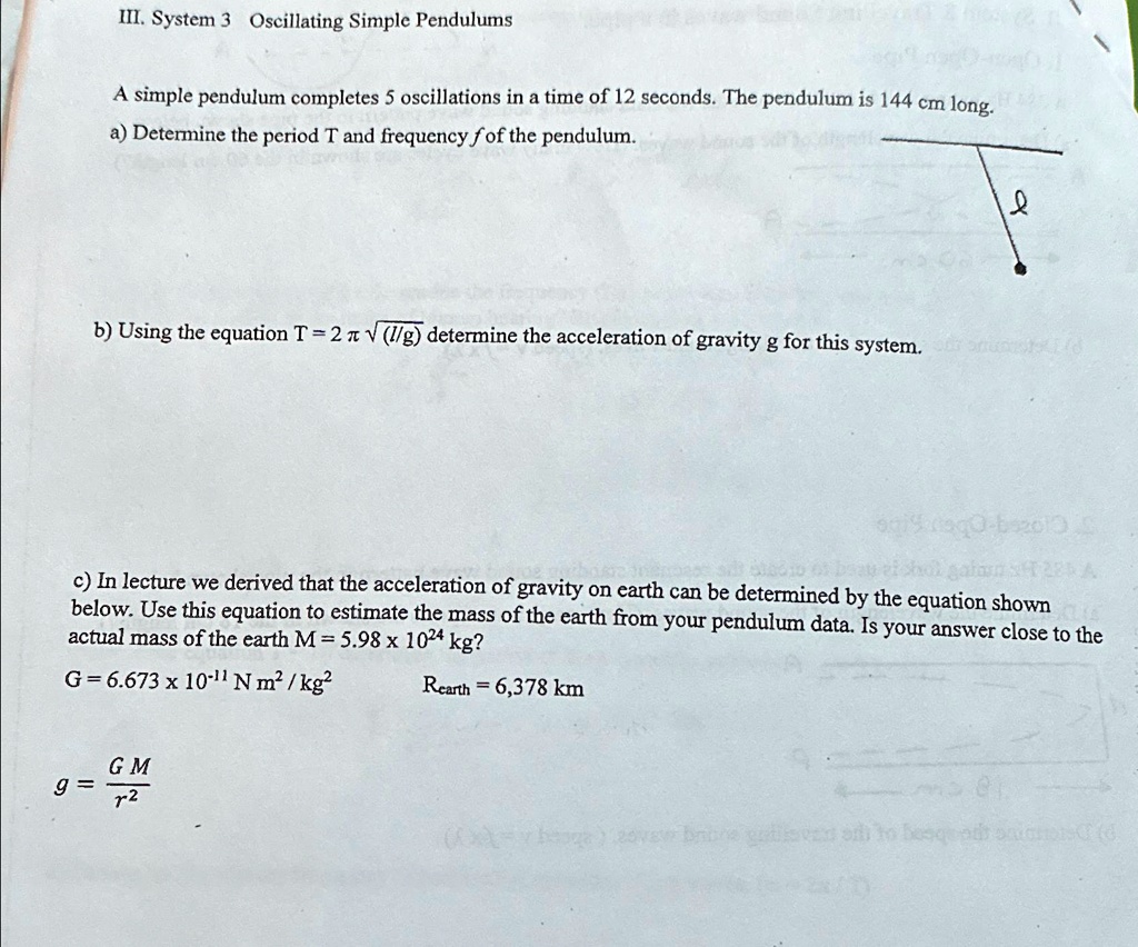 III. System 3 Oscillating Simple Pendulums A simple pendulum completes ...