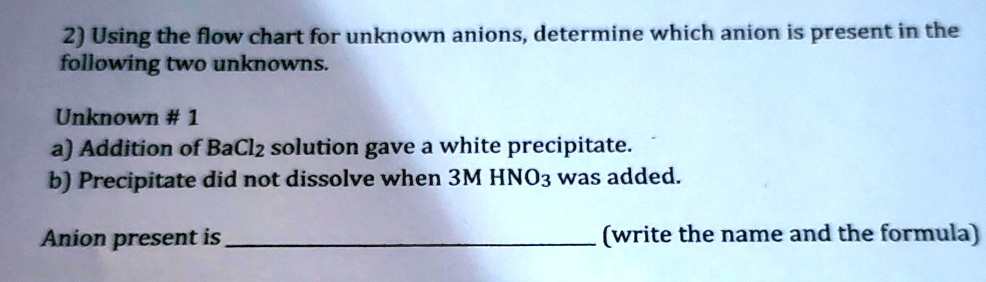 2 using the flow chart for unknown anionsdetermine which anion is ...