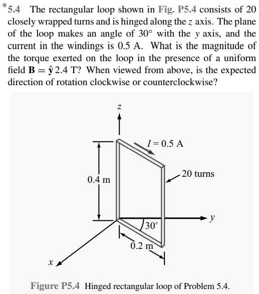 SOLVED: The rectangular loop shown in Fig. P5.4 consists of 20 closely wrapped turns and is ...