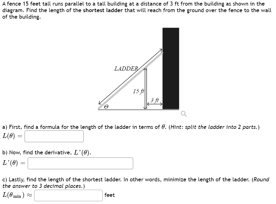 SOLVED: A fence 15 feet tall runs parallel to a tall building at a ...