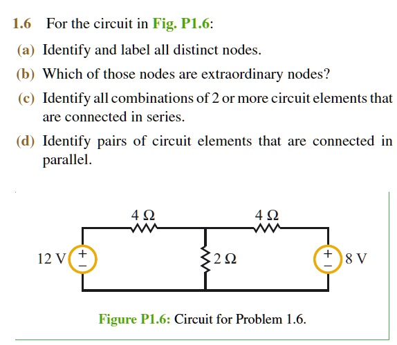 SOLVED: For the circuit in Fig. P1.6: (a) Identify and label all ...
