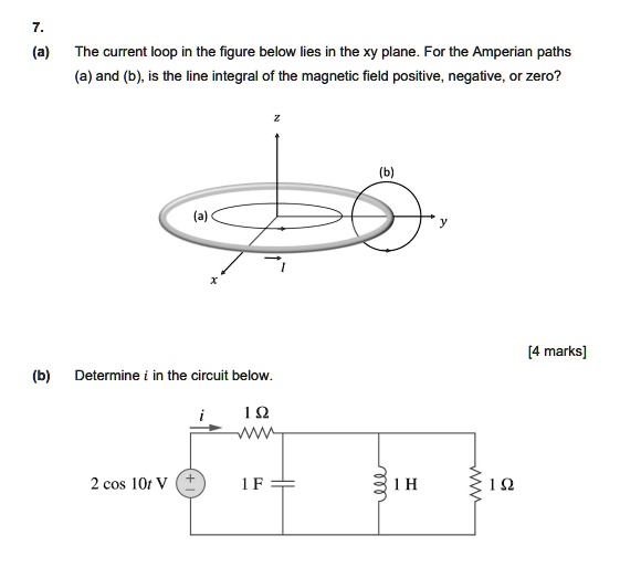 SOLVED: 7. (a) The current loop in the figure below lies in the xy plane. For the Amperian paths ...