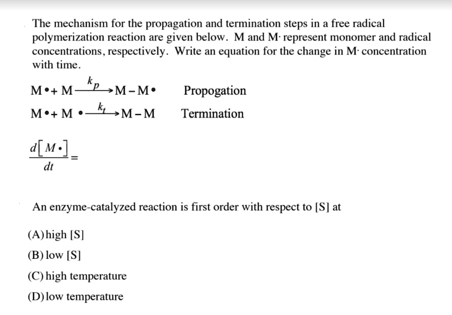 the mechanism for the propagation and termination steps in a free ...