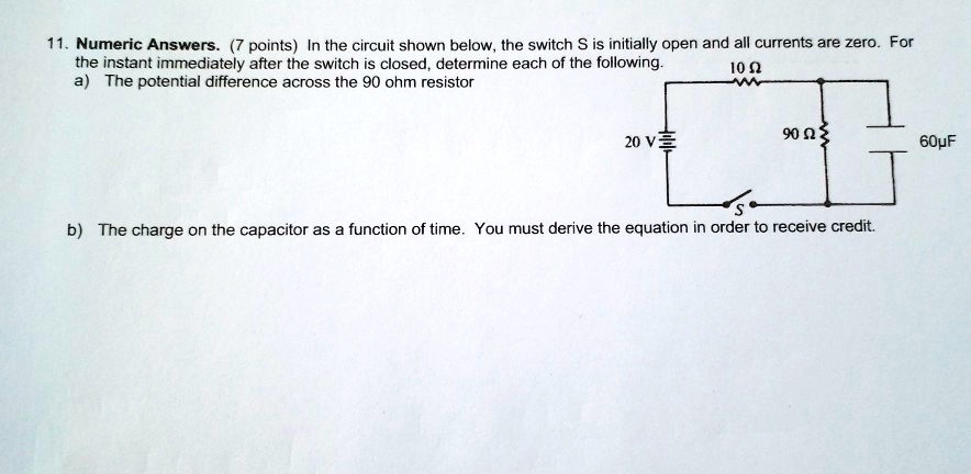 numeric answers points in the circuit shown below the switch s is initially open and all ...