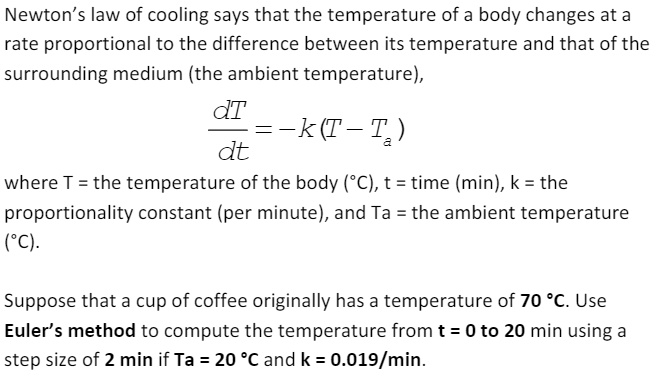 SOLVED: Newton's law of cooling says that the temperature of a body ...
