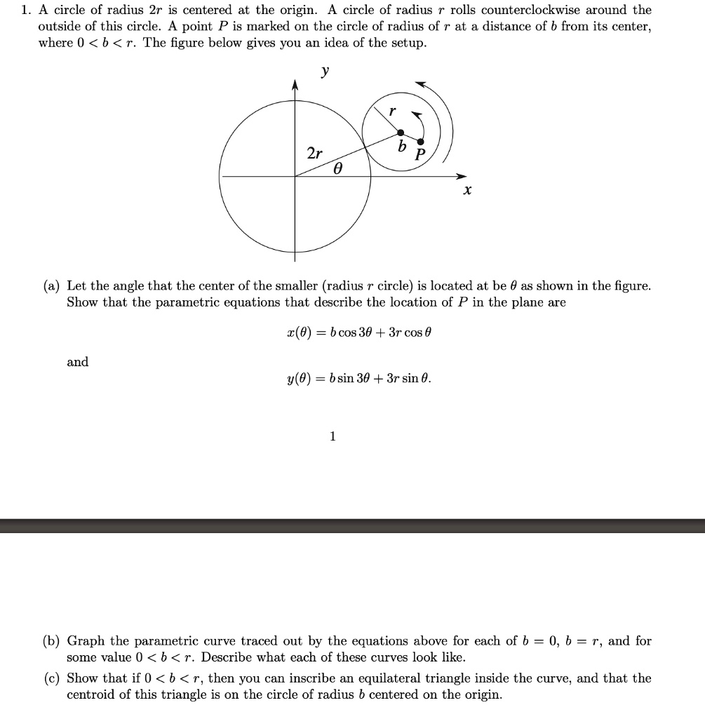 SOLVED: A circle of radius 2r is centered at the origin A circle of radius rolls ...